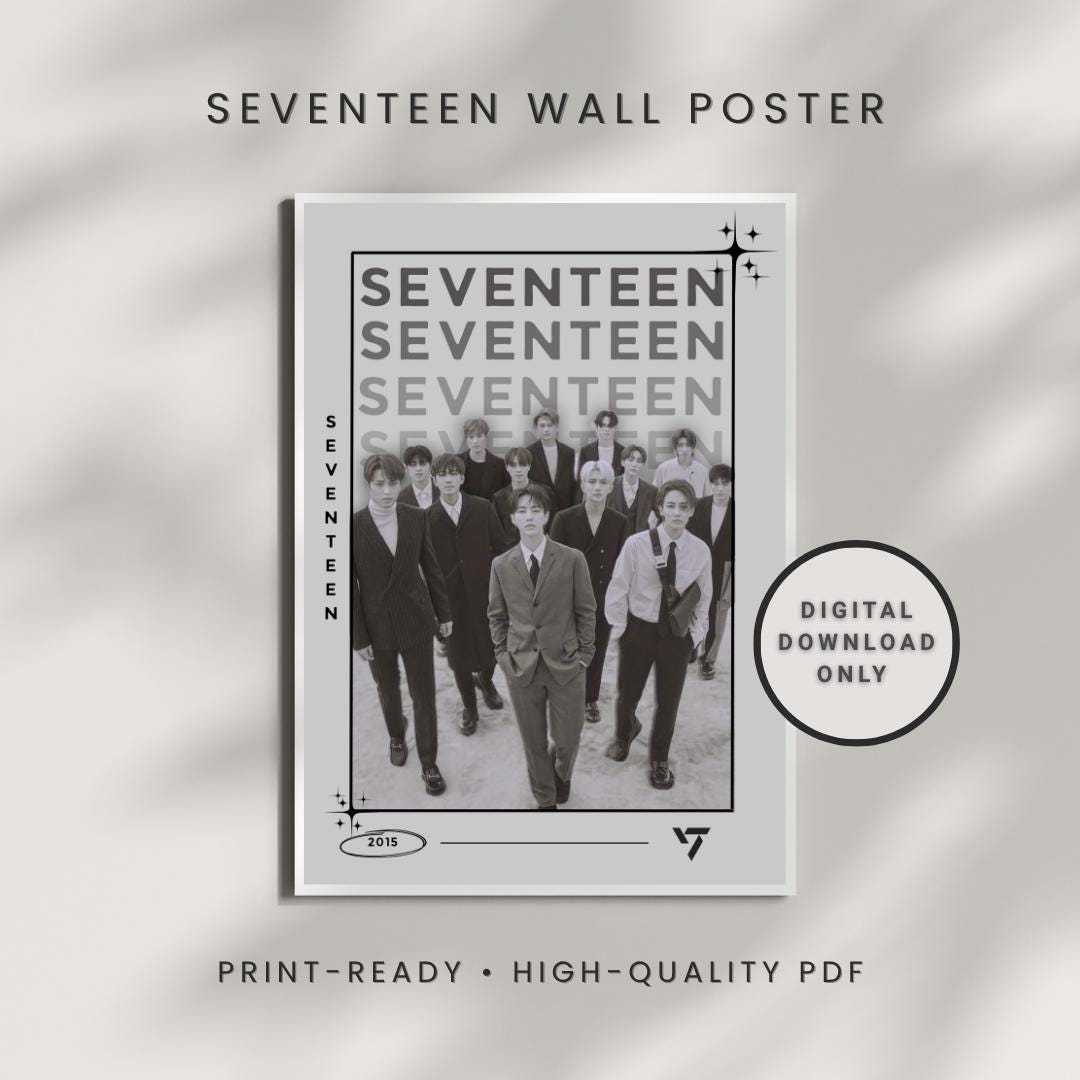 Seventeen Kpop Aesthetic Poster - Instant Download for Trendy Kpop Wall ...