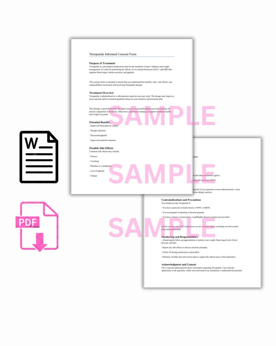Tirzepatide Consent Form: GLP-1 Therapy Authorization PDF - Etsy