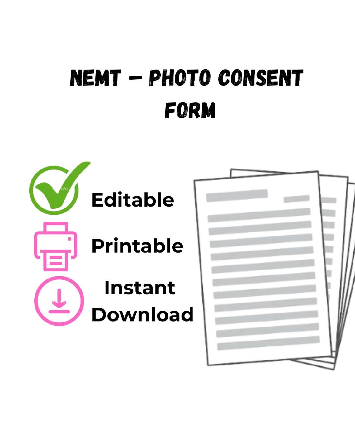 NEMT Photo Consent Form Template | Printable PDF for Client Media ...