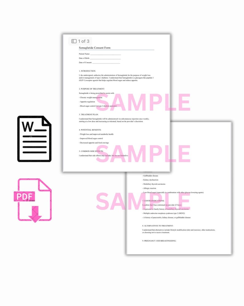 Semaglutide Consent Form for Weight Loss Clinics | GLP-1 Injection ...