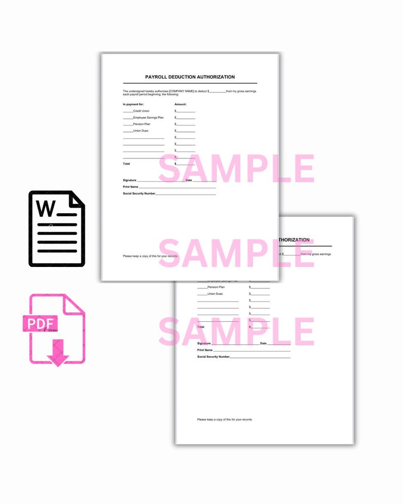 Payroll Deduction Authorization Form Template | Employee Payroll Agreement | HR & Compliance ...