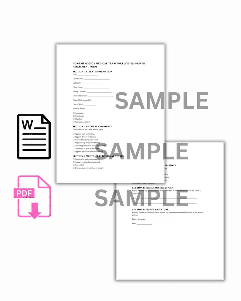 NEMT Driver Assessment Form | Printable PDF for Non-emergency Medical ...