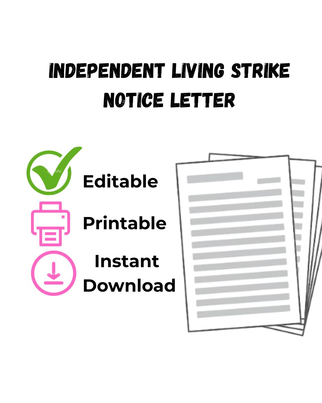 Strike Notice Letter Template for Independent Living Facility ...