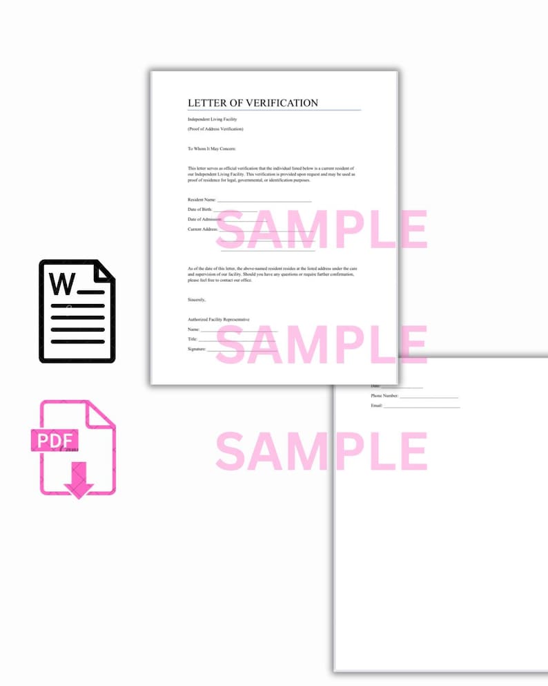 Proof of Address Letter Template for Independent Living Facility ...