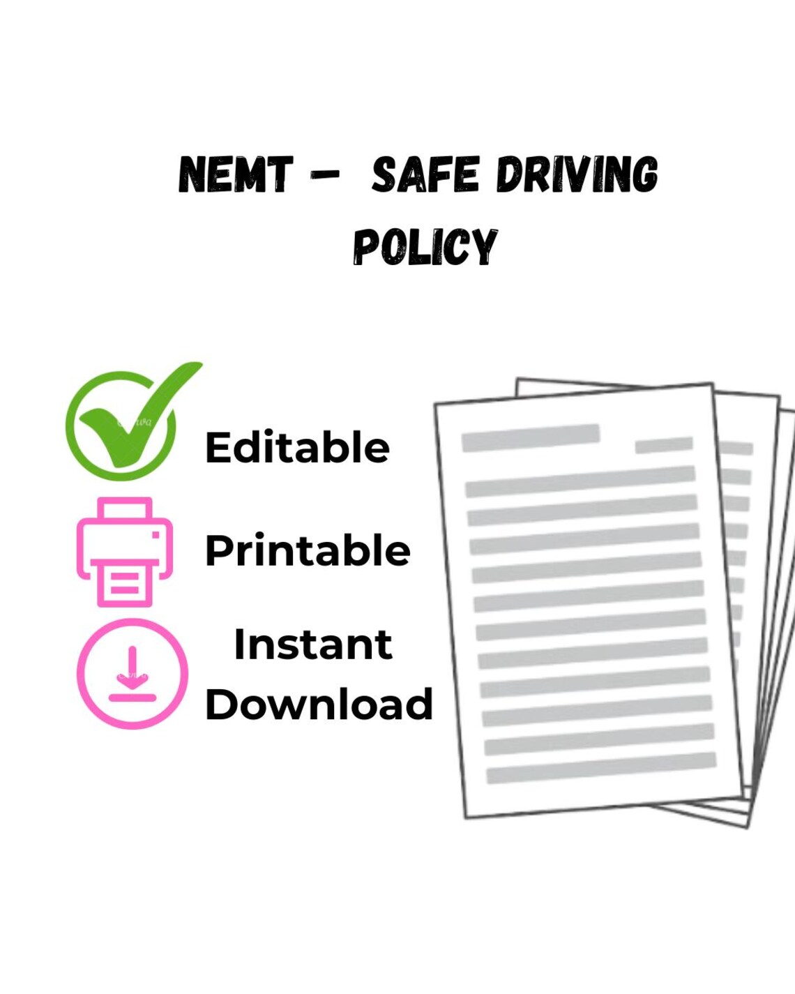NEMT Safe Driving Policy Template | Printable PDF for Driver Safety ...