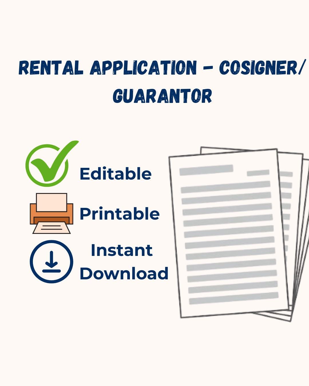 Cosigner Rental Application Template | Landlord Guarantor Form (PDF ...