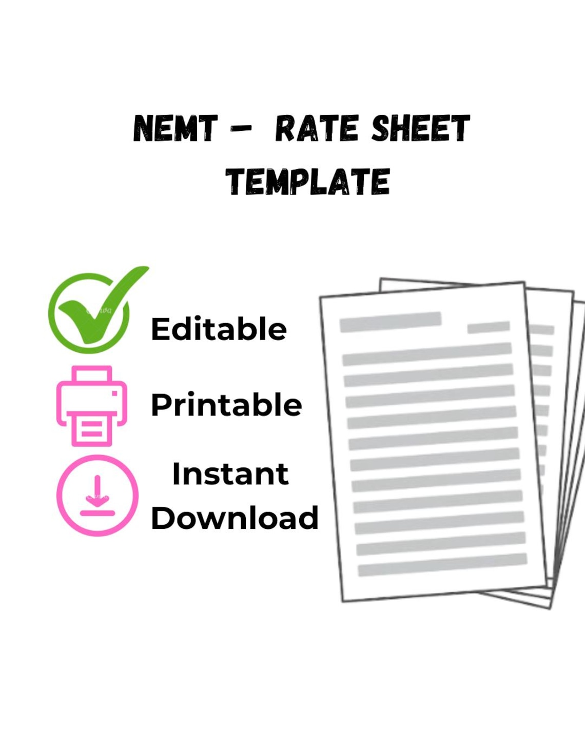 NEMT Rate Sheet Template | Printable Pricing Sheet for Medical ...