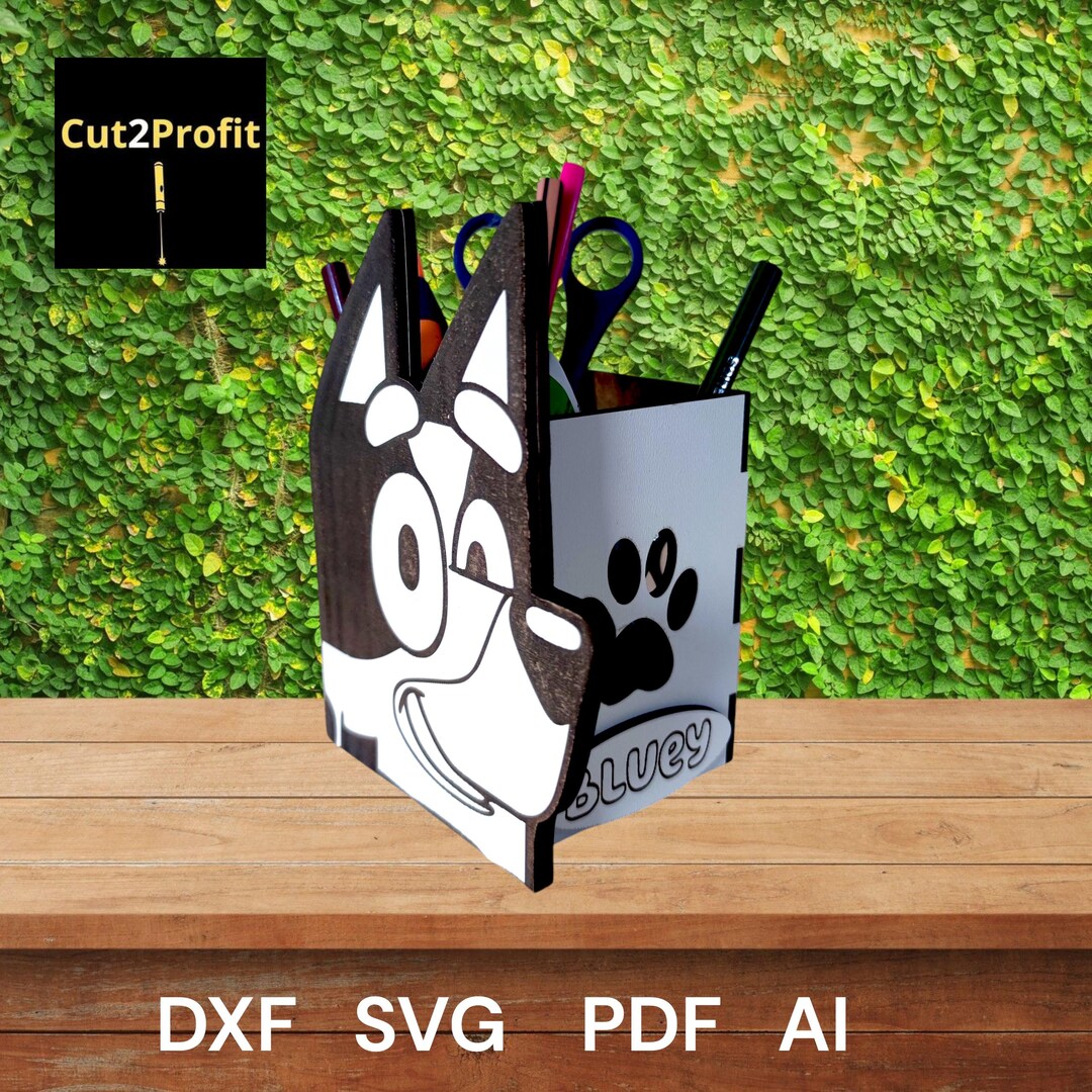 Bluey Pencil Holder SVG DXF PDF Ai, Laser Cut File, Desk Organizer 3mm ...