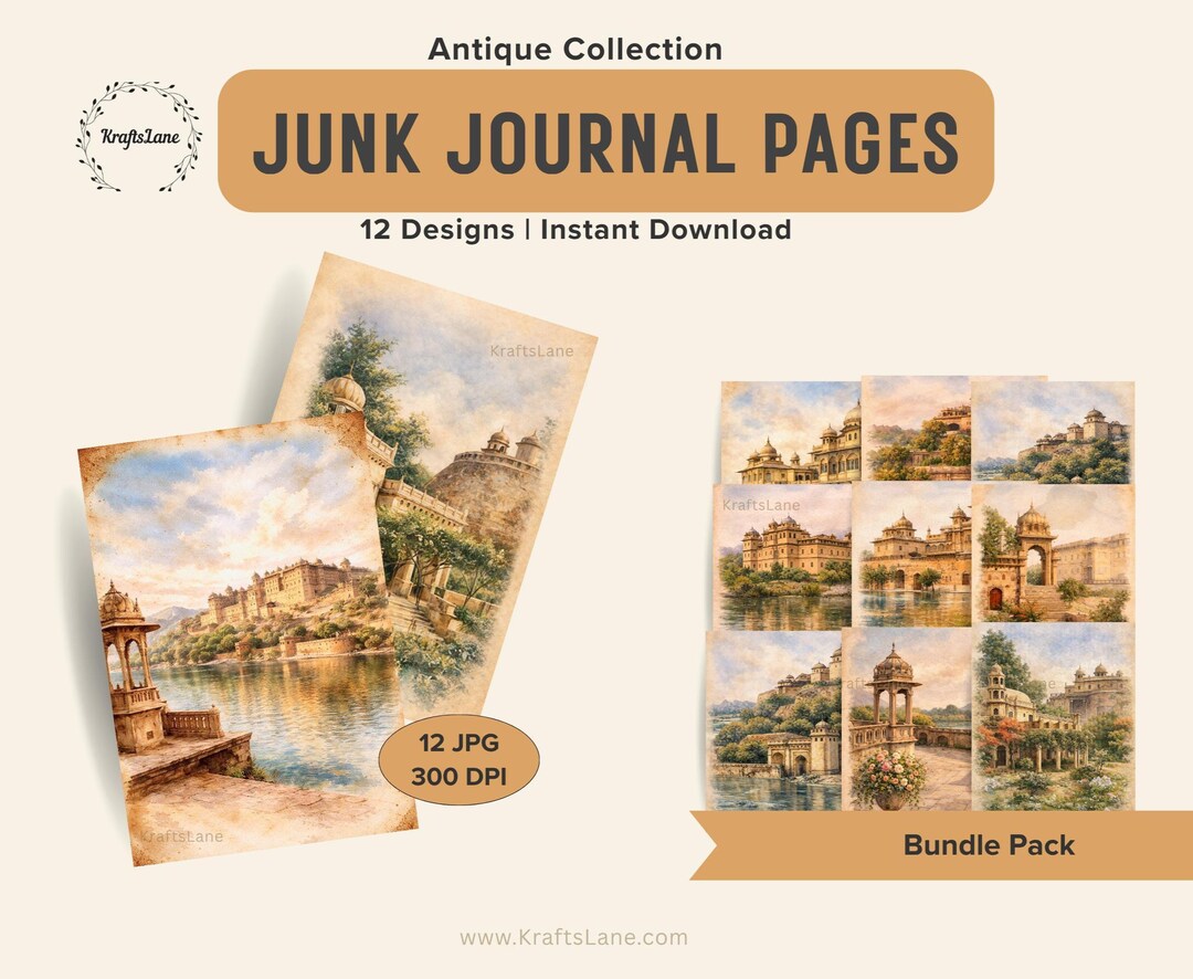 Asian Fort Junk Journal Pages Printable | Vintage Palace Scrapbook Kit ...