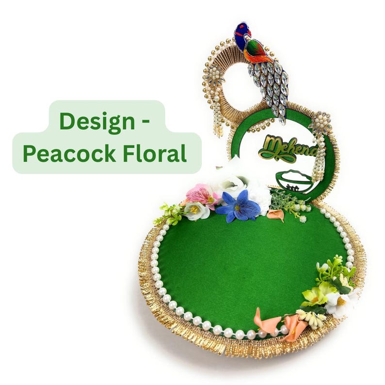 Green Gold Henna Tray – Handcrafted Mehndi Wedding Ritual Platter Décor ...