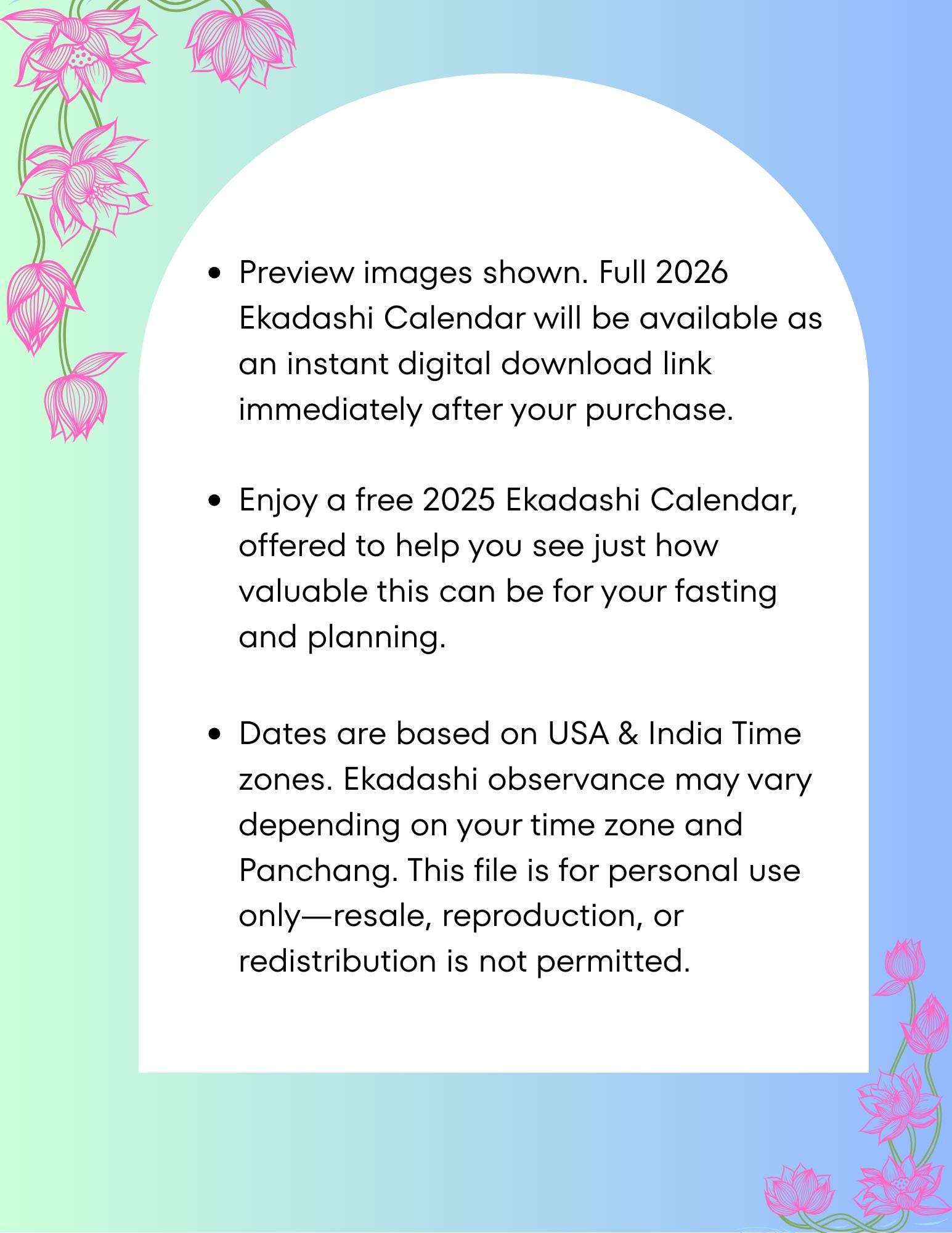 2026 Ekadashi Calendar Hindu Fasting Dates Digital Download PDF - Etsy