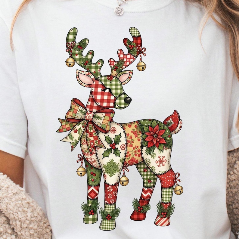 Christmas Patchwork, Reindeer Png, Patchwork Png, Preppy Christmas Png ...