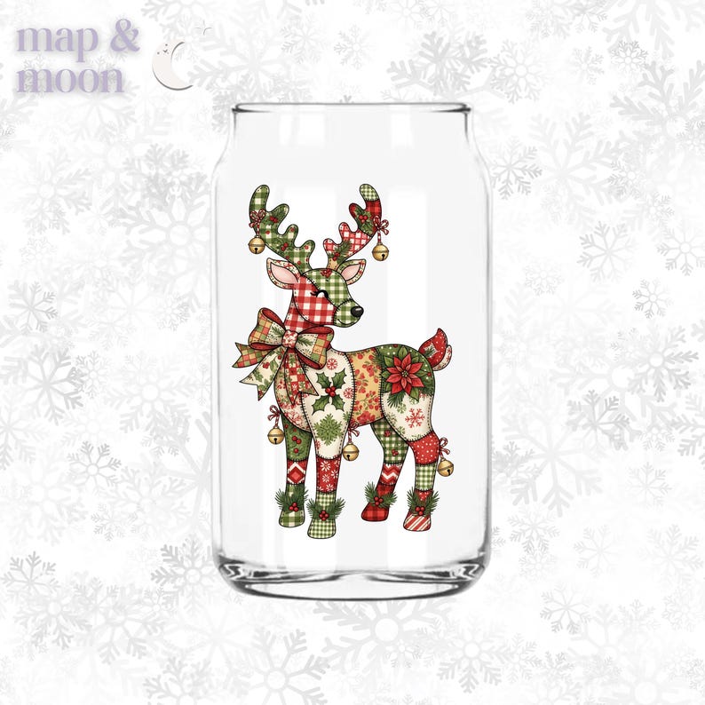 Christmas Patchwork, Reindeer Png, Patchwork Png, Preppy Christmas Png ...