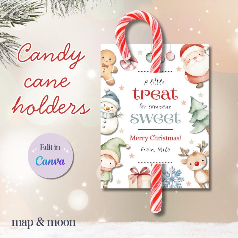 Candy Cane Favor Label - Etsy Canada