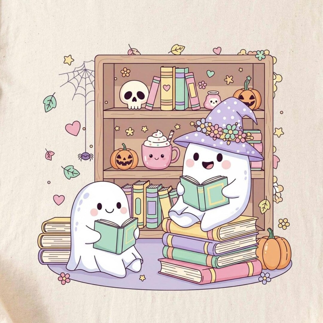 Ghost Reading Book Png, Spooky Bookshelf, Halloween Book Png, Ghost ...