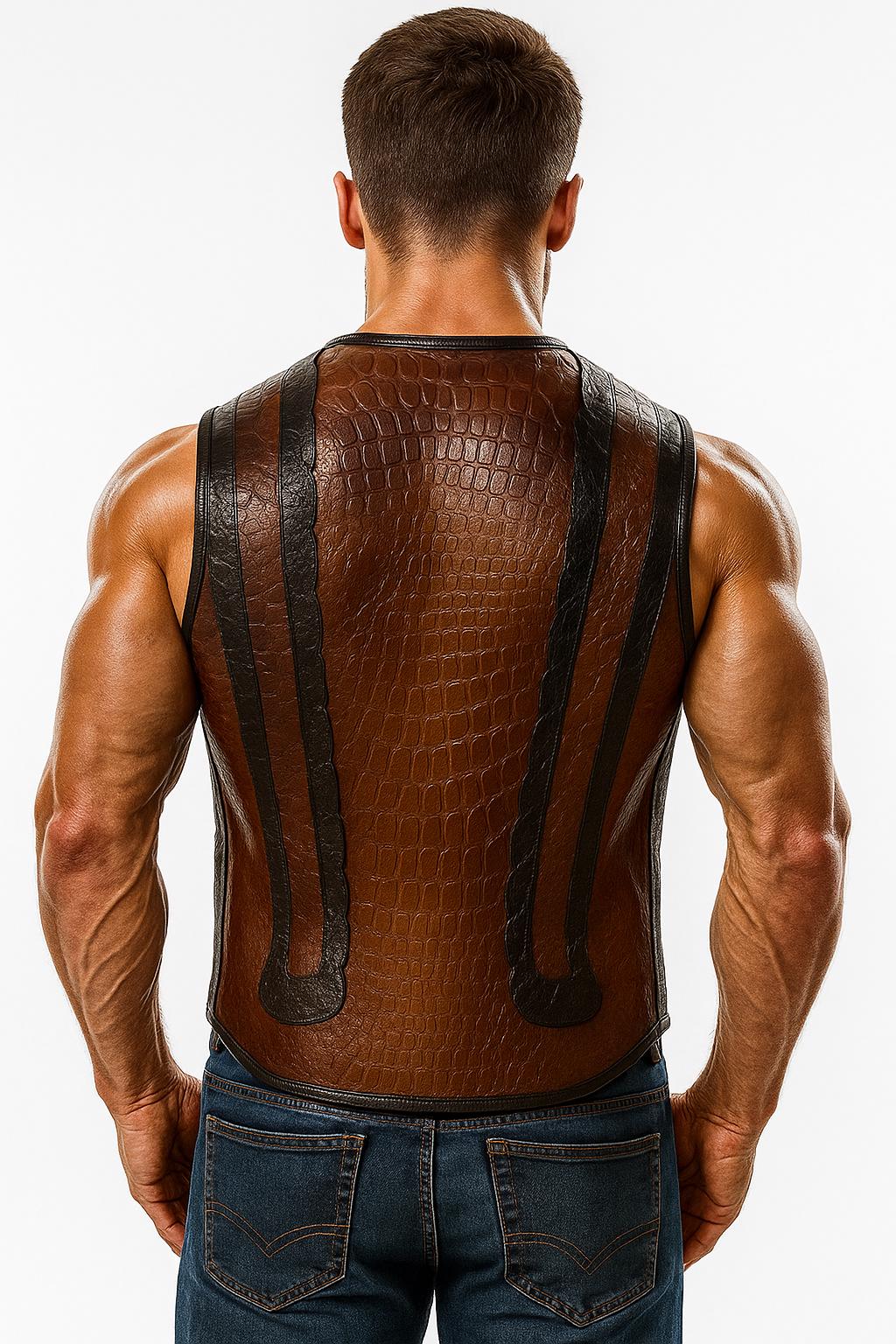 Faux Leather Crocodile Dundee Vest • Western Biker Costume - Etsy
