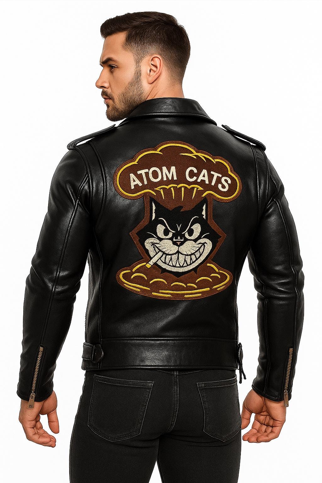 Fallout Inspired Sheepskin Biker Jacket | Men's Moto Leather Coat - Etsy