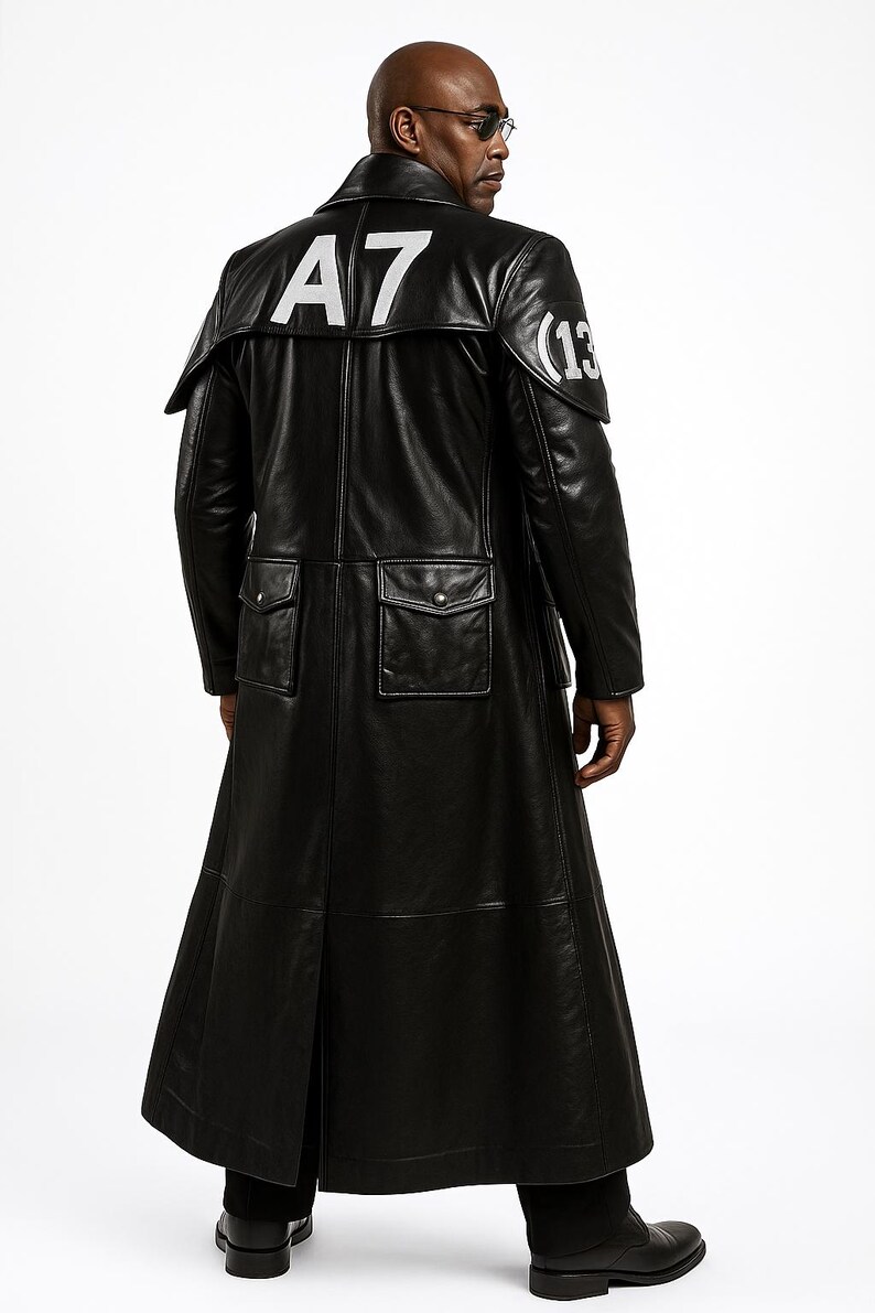 Men's Long Black Leather Duster Coat | Handmade Gothic Cosplay Trench ...