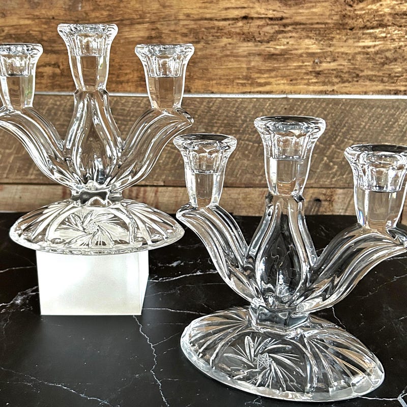 Vintage Glass Candelabras - Etsy