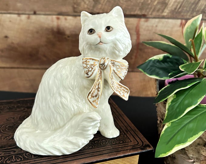 VTG Lenox "sitting Pretty" Cat Figurine With 24K Accented Bow ~ Retired ...