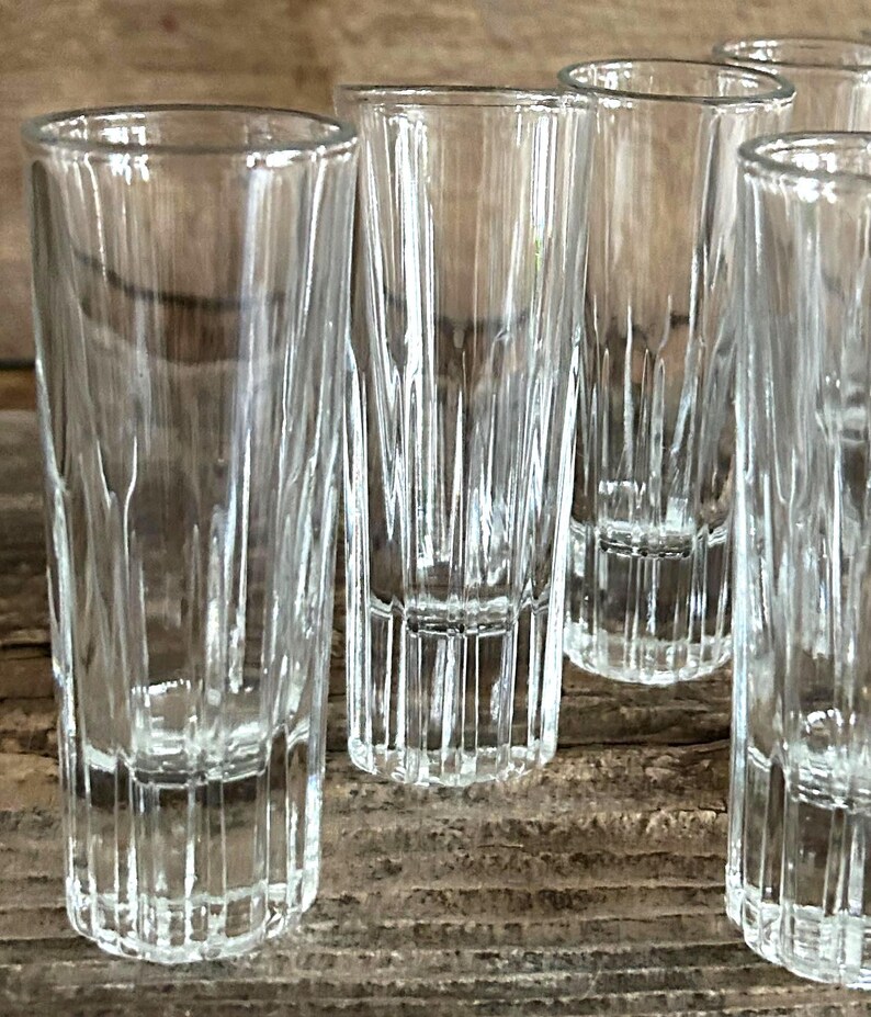 Vintage Libbey CRISTA Tall Fluted Shooters / Double Shot Glasses Set of ...