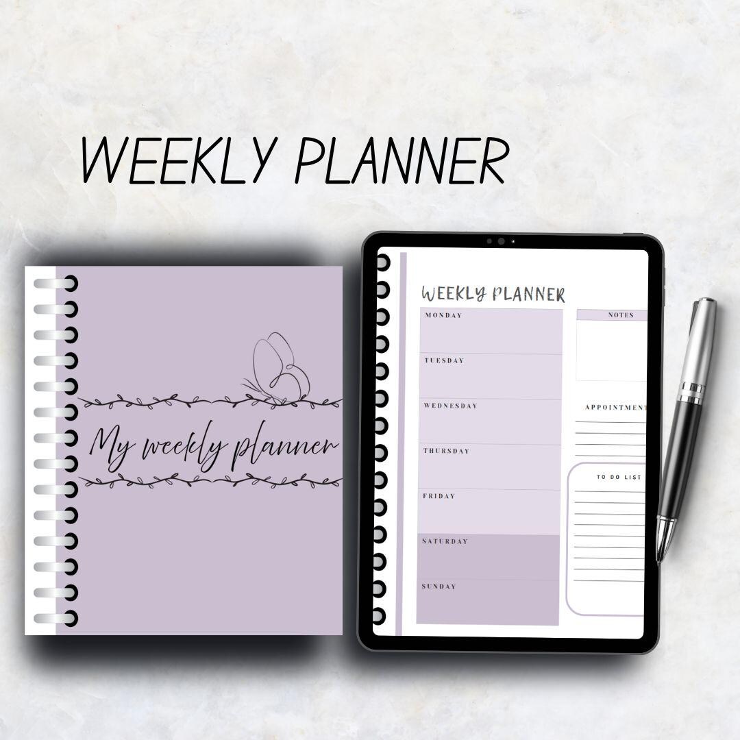 Purple Weekly Digital Planner: Minimalist To-do List & Calendar (PDF ...