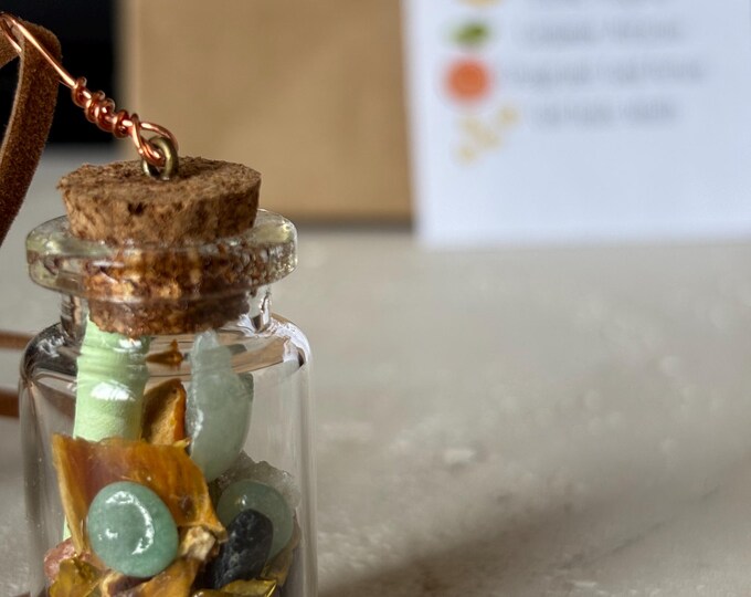 Handcrafted Mini Spell Jar Pendant: Intention Herbs & Crystals - Etsy