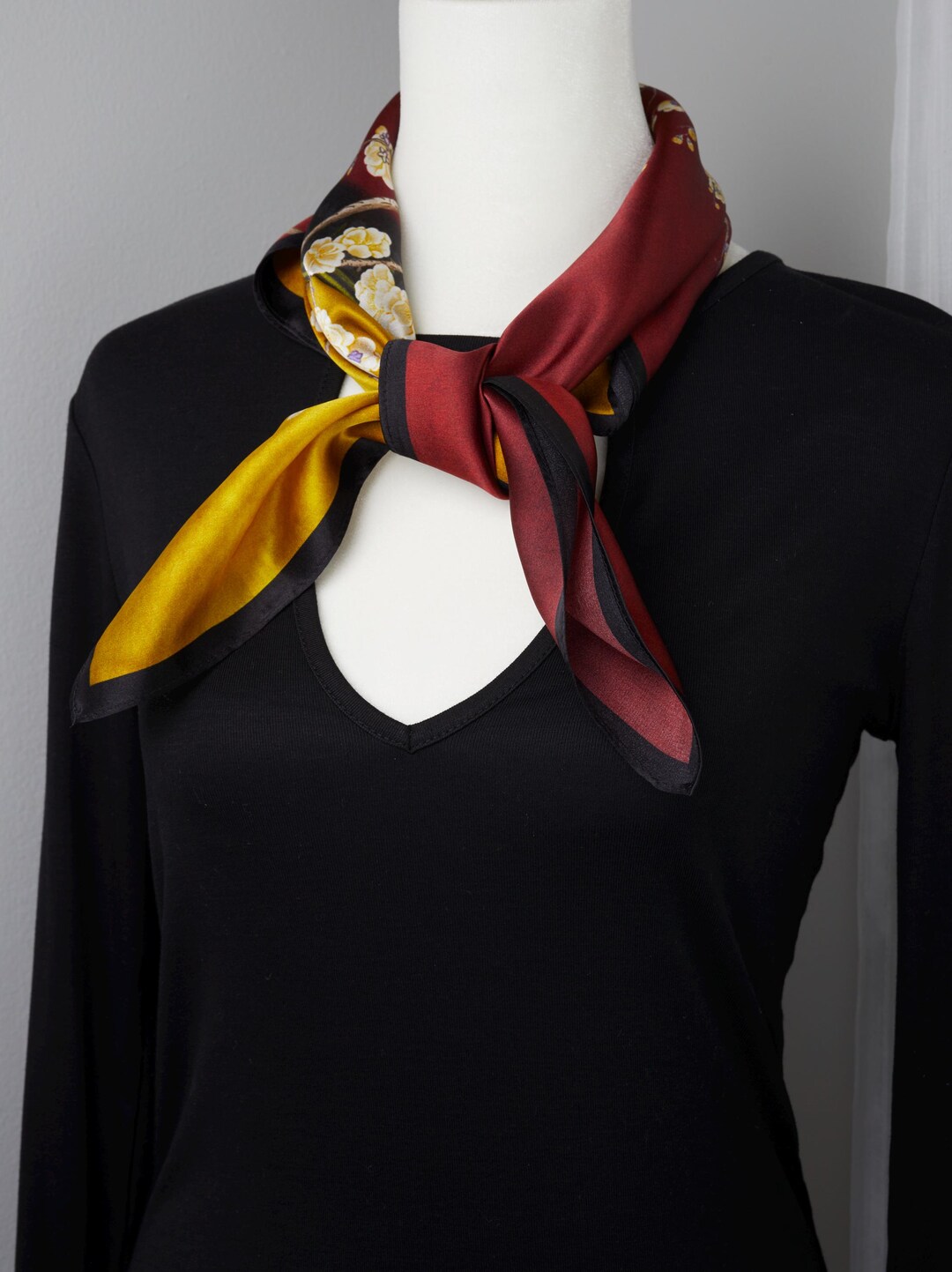 100% Natural Mulberry Silk Square 25.5" X 25.5" Scarf 3pc Gift Bundle ...