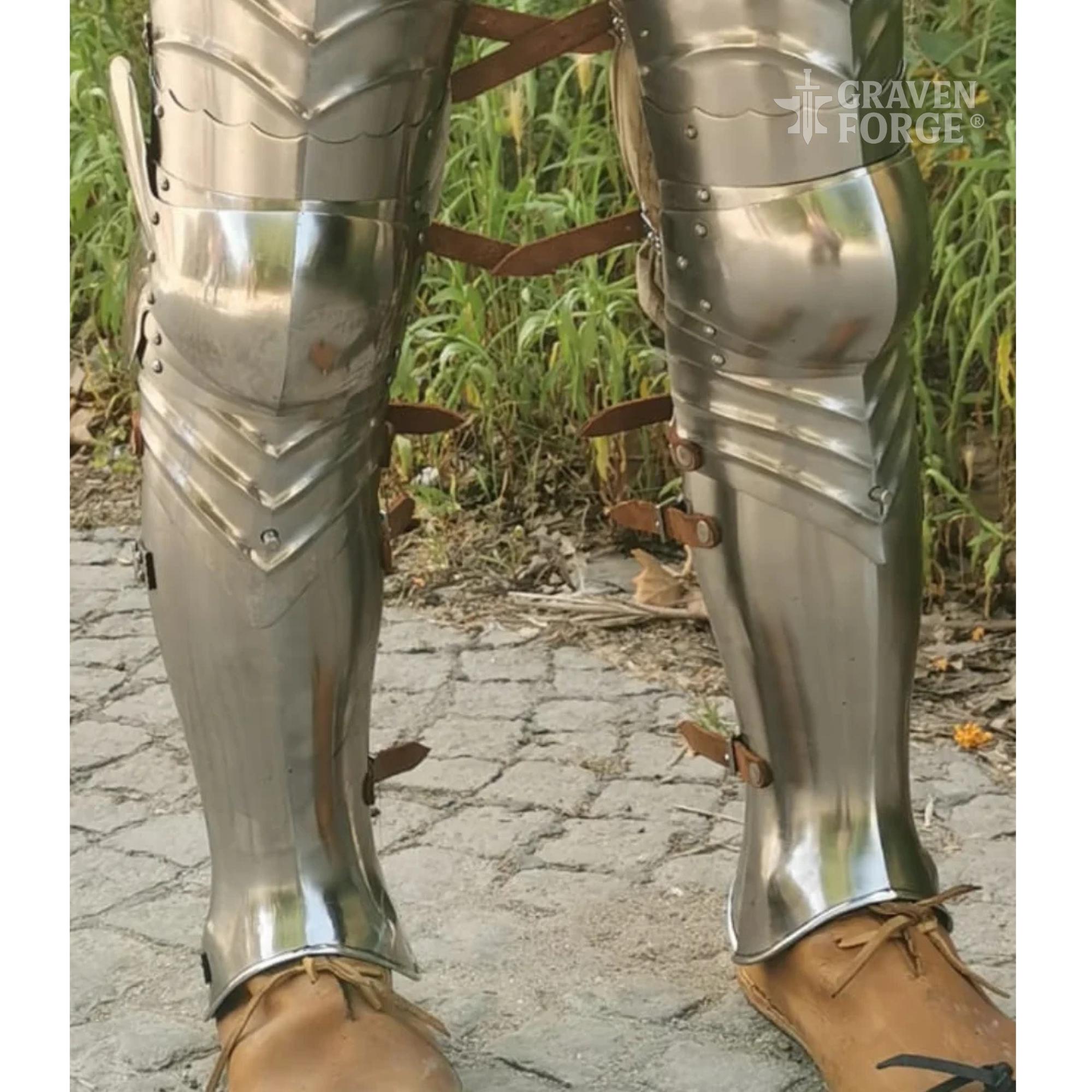 Medieval Leg Armor ~ Gothic Style Full Leg Greaves With Knee Protection ...