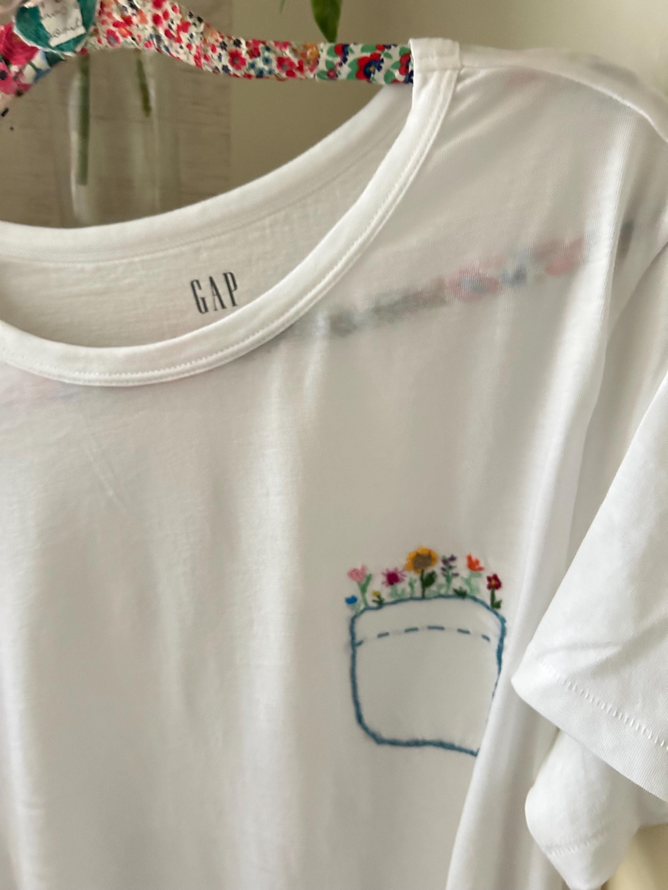 Hand-embroidered Pocket Tees - Etsy