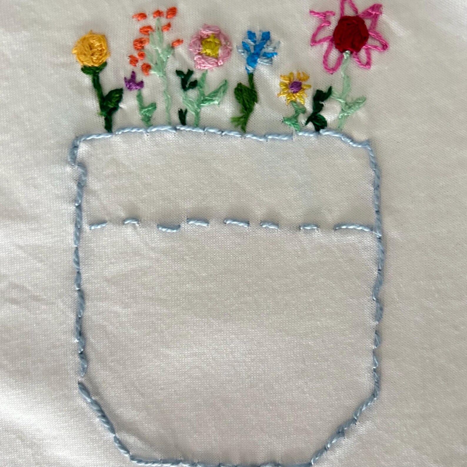 Hand-embroidered Pocket Tees - Etsy