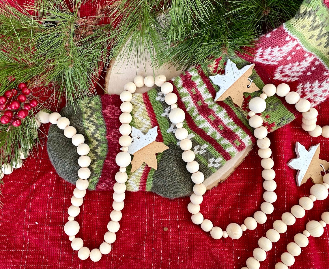 Wood Bead Garland Christmas Tree Garland Holiday Garland - Etsy