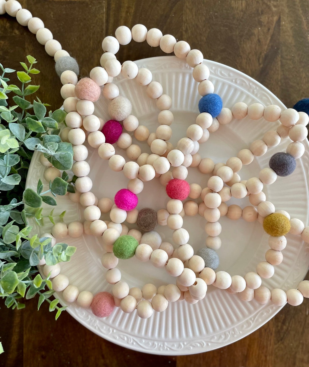 Long Wood Bead Garland Christmas Tree Holiday Garland - Etsy