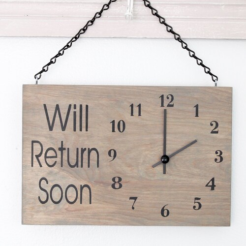 Business Sign Will Return Clock Sign Store Hour Sign Custom | Etsy