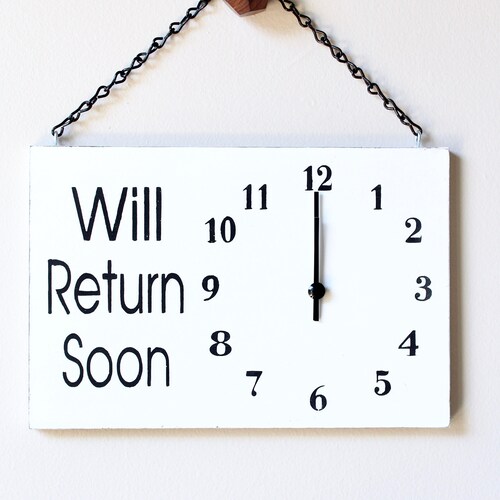 Business Sign Will Return Clock Sign Store Hour Sign Custom | Etsy