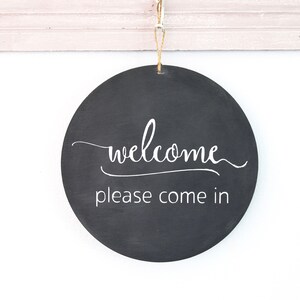 Be Back Soon Wood Sign, Welcome Sign, Round Modern Business Sign ...