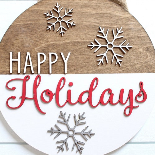 Holiday Sign Christmas Door Sign Happy Holidays Christmas - Etsy
