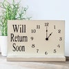 Will Return Clock Sign With Days of the Week, Hanging Door Sign for ...