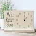 Business Sign, Will Return Clock Sign, Store Hour Sign, Custom Sign ...