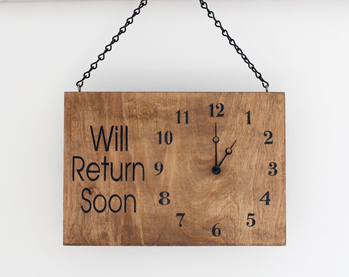 Business Sign, Will Return Clock Sign, Store Hour Sign, Custom Sign ...