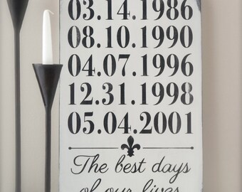 Custom Important Dates Wood Sign 5th Anniversary Gift Family | Etsy
