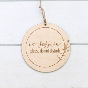 Round in Session Sign, Welcome Sign, Spa Sign, Wood Door Sign, Laser ...