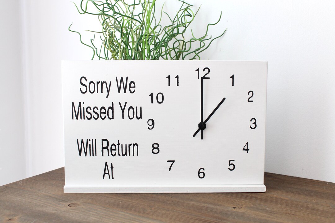 Will Return Clock Sign, Desktop Clock Sign, Custom Sign, Store Sign ...