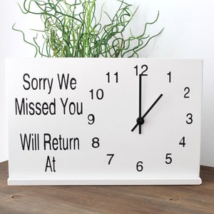 Will Return Clock Sign, Desktop Clock Sign, Custom Sign, Store Sign ...