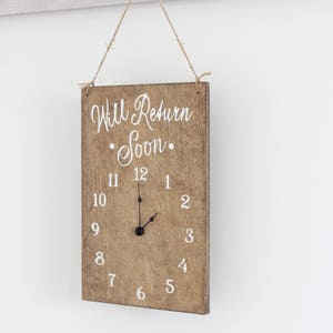 Will Return Clock Sign, Store Hour Sign, Custom Sign, Store Sign ...