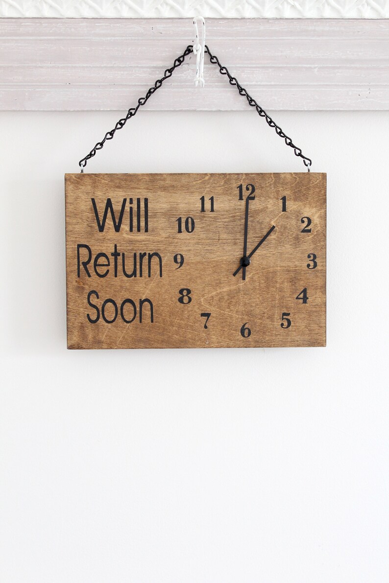 Business Sign Will Return Clock Sign Store Hour Sign Custom | Etsy