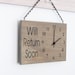 Business Sign, Will Return Clock Sign, Store Hour Sign, Custom Sign ...