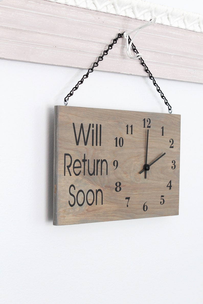 Business Sign, Will Return Clock Sign, Store Hour Sign, Custom Sign ...