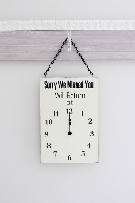 Will Return Clock Sign Store Hour Sign Business Sign Custom | Etsy