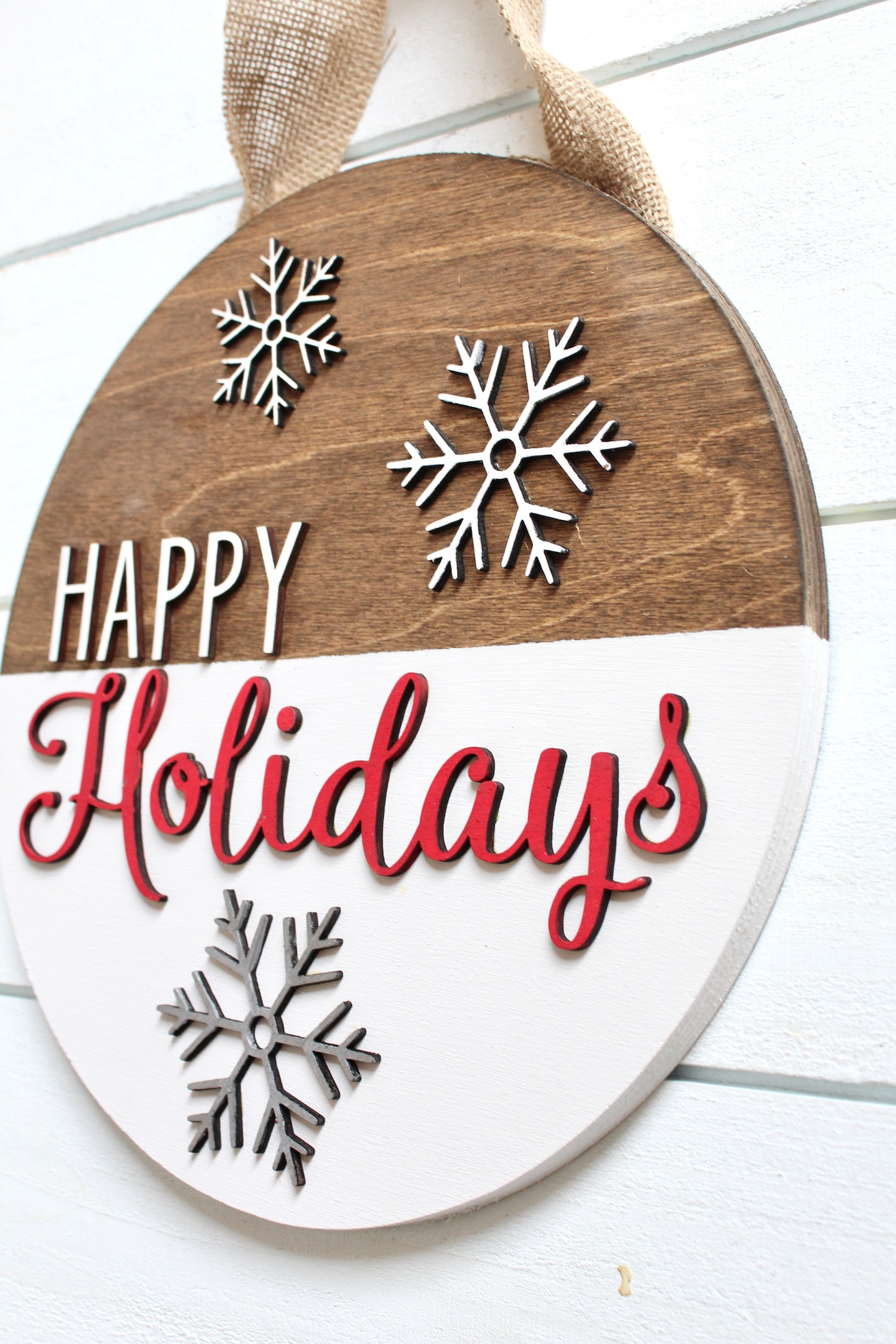 Holiday Sign, Christmas Door Sign, Happy Holidays, Christmas Wreath ...